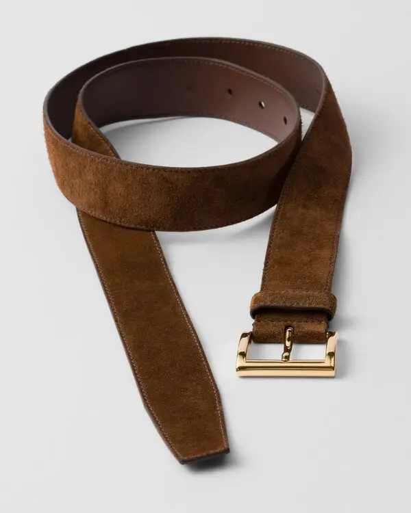 Prada Suede Belt - Cocoa Brown | Editorialist